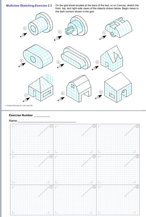 Solved Multiview Sketching-Exercise 2.3 On the grid sheet | Chegg.com Solved Multiview Sketching-Exercise 2.3 On the grid sheet | Chegg.com