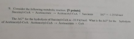 Solved Consider the following metabolie roction: 5 ﻿points| | Chegg.com