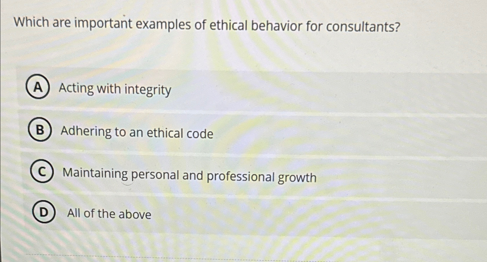 Solved Which are important examples of ethical behavior for | Chegg.com