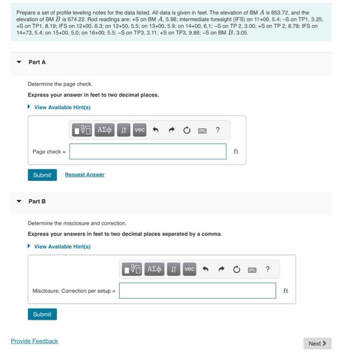 Solved Prepare a set of profile leveling notes for the data | Chegg.com
