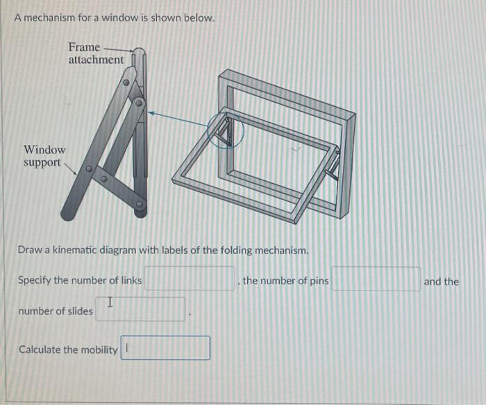Solved A mechanism for a window is shown below. Frame | Chegg.com