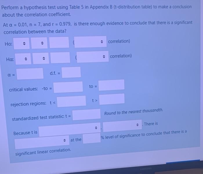 Solved Perform a hypothesis test using Table 5 in Appendix B | Chegg.com