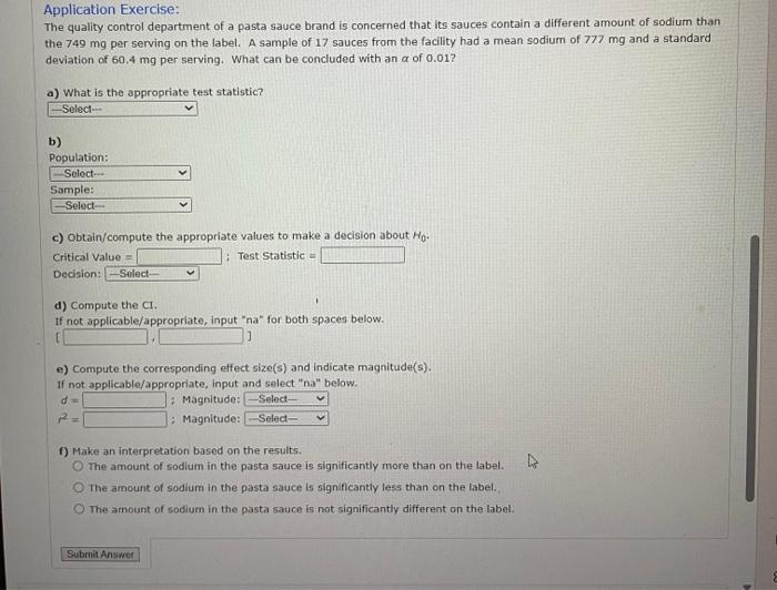 Solved Application Exercise: The quality control department | Chegg.com