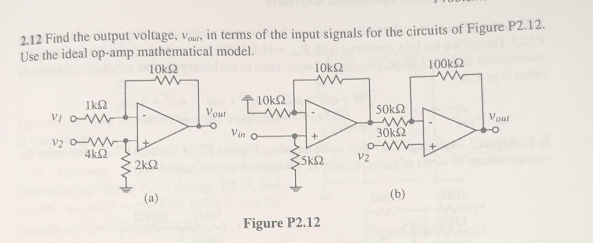 Solved 2.12 Find the output voltage, vout , in terms of the | Chegg.com