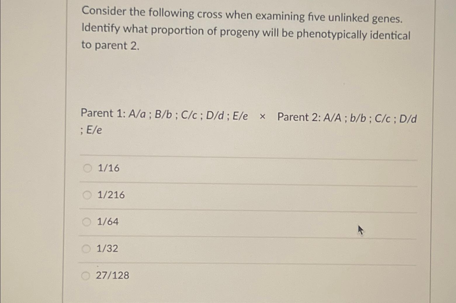 Solved Consider the following cross when examining five | Chegg.com