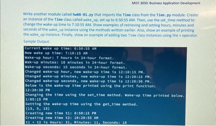 Solved Create A Class Named Time In A Module Timepy That 