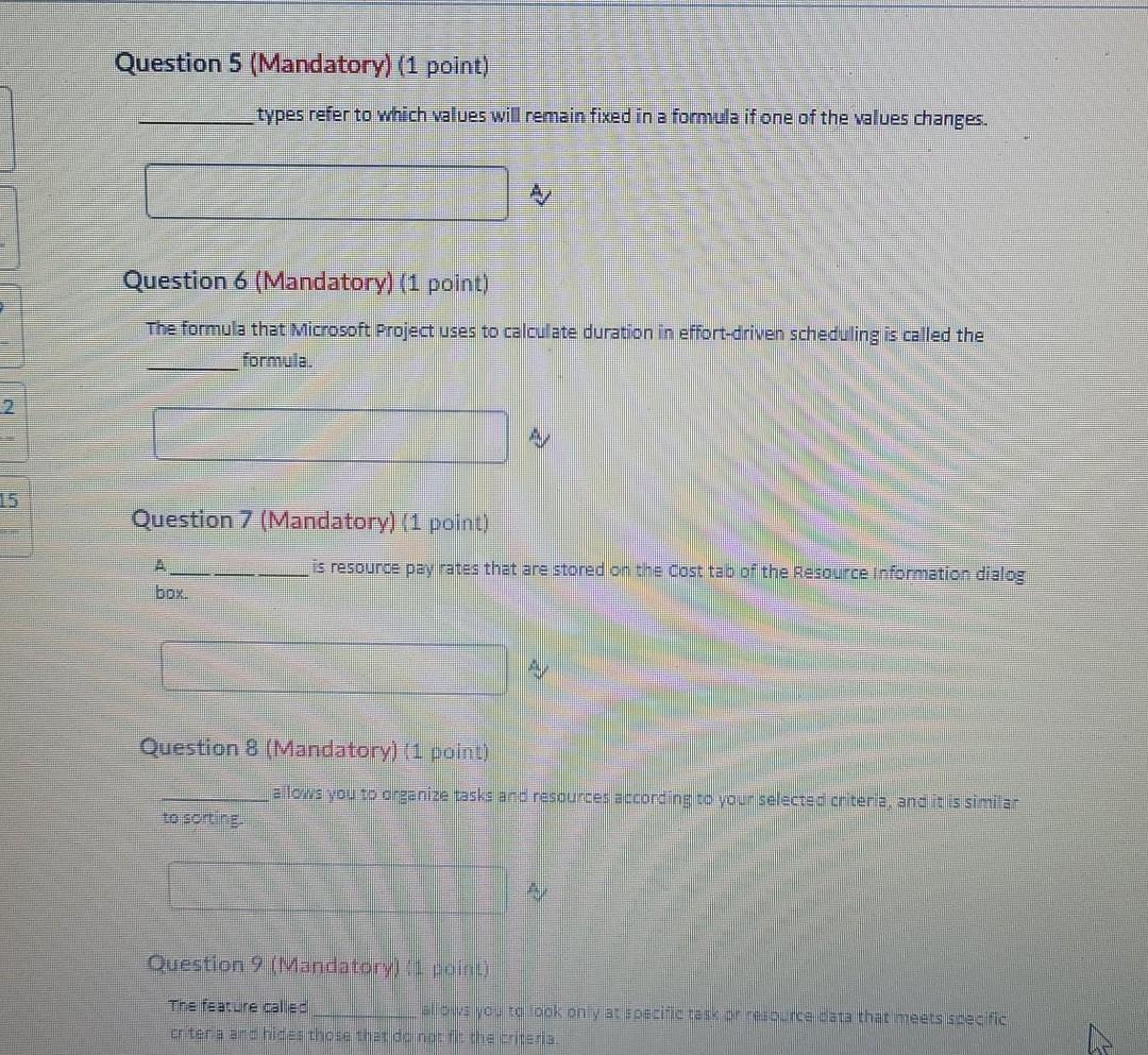 Solved Question 5 (Mandatory) (1 point) types refer to which | Chegg.com