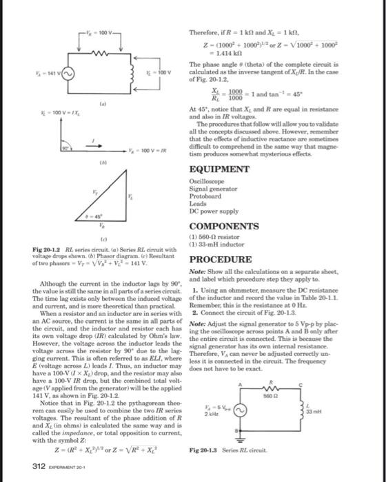 Solved CHAPTER EXPERIMENT 2 0 - 1 INDUCTIVE REACTANCE 20 | Chegg.com