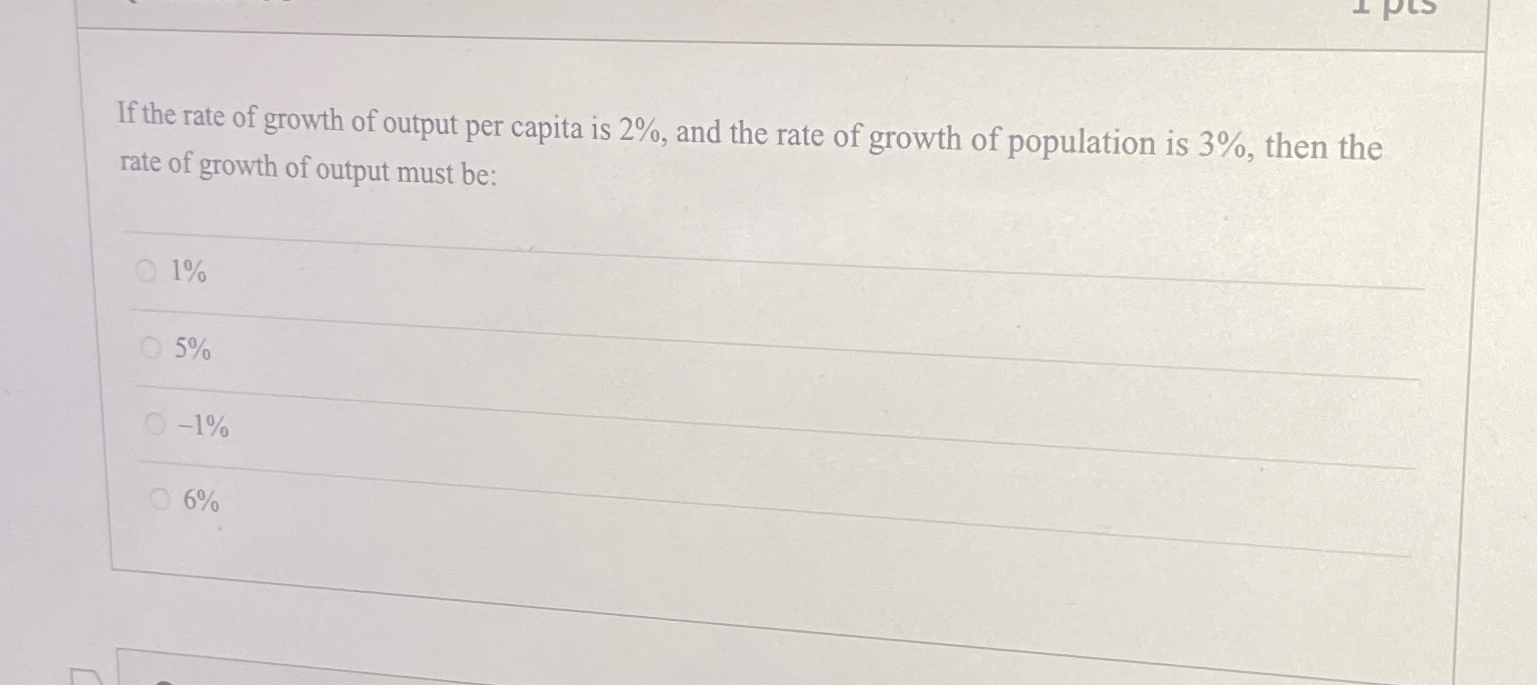 Solved If the rate of growth of output per capita is 2%, | Chegg.com