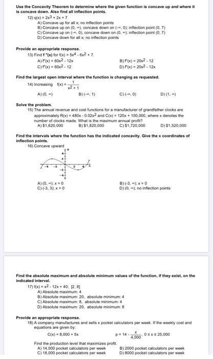Solved Use the Concavity Theorem to determine where the | Chegg.com
