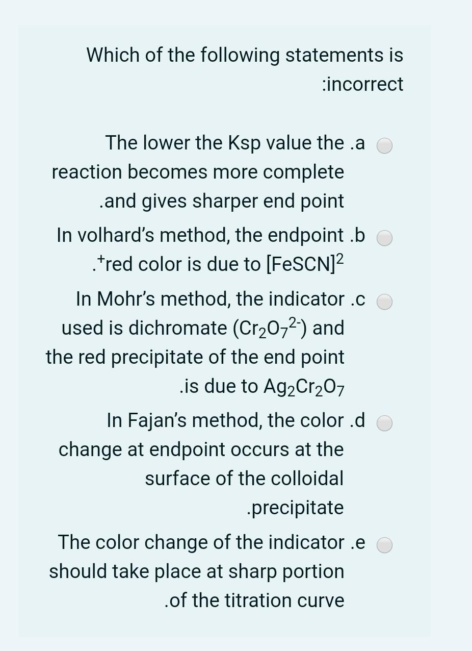 Solved Which of the following statements is :incorrect The | Chegg.com