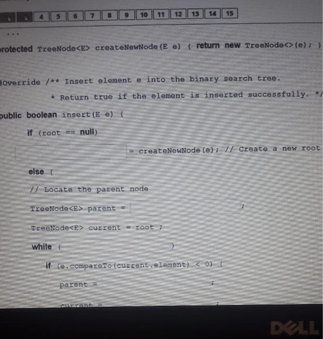 Solved 10 6 11 12 13 14 15 erotected TreeNode createNewNode | Chegg.com