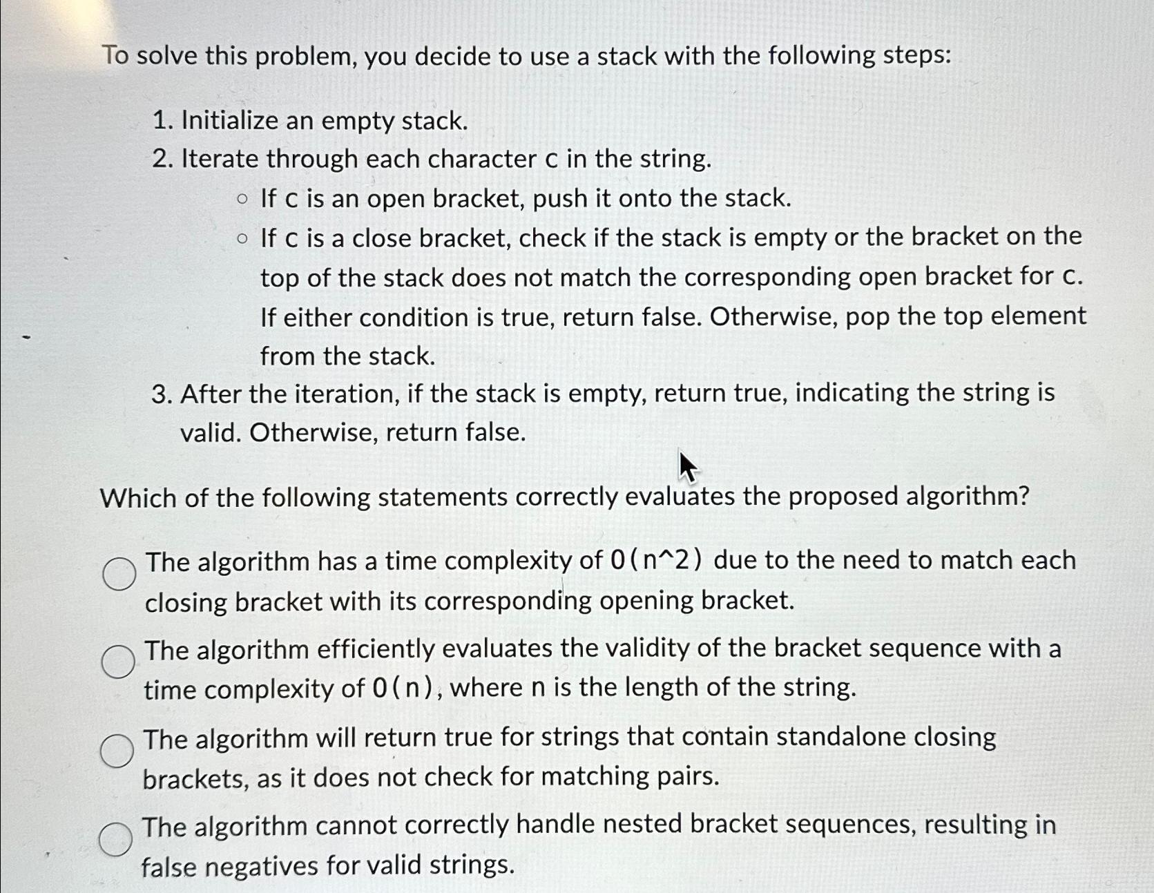 Solved Consider an algorithm that aims to evaluate the | Chegg.com