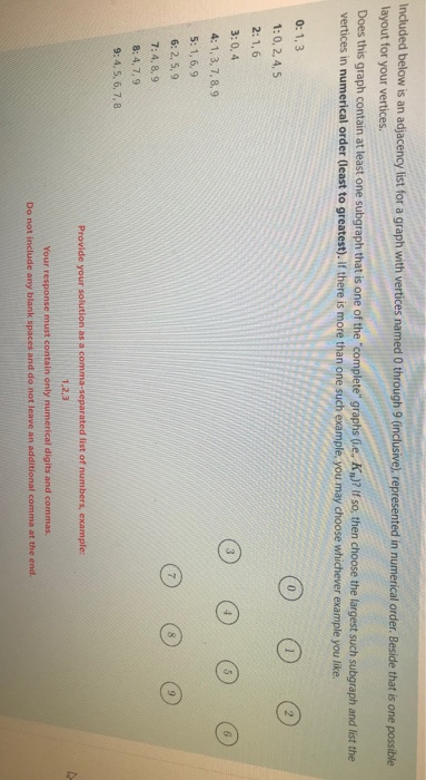 Solved Included below is an adjacency list for a graph with | Chegg.com