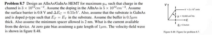 Solved Problem 8.7 Design an AllnAs/GalnAs HEMT for maximum | Chegg.com