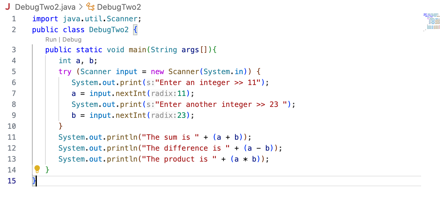 Solved Why is my assignment saying my "DebugTwo2" ﻿program | Chegg.com