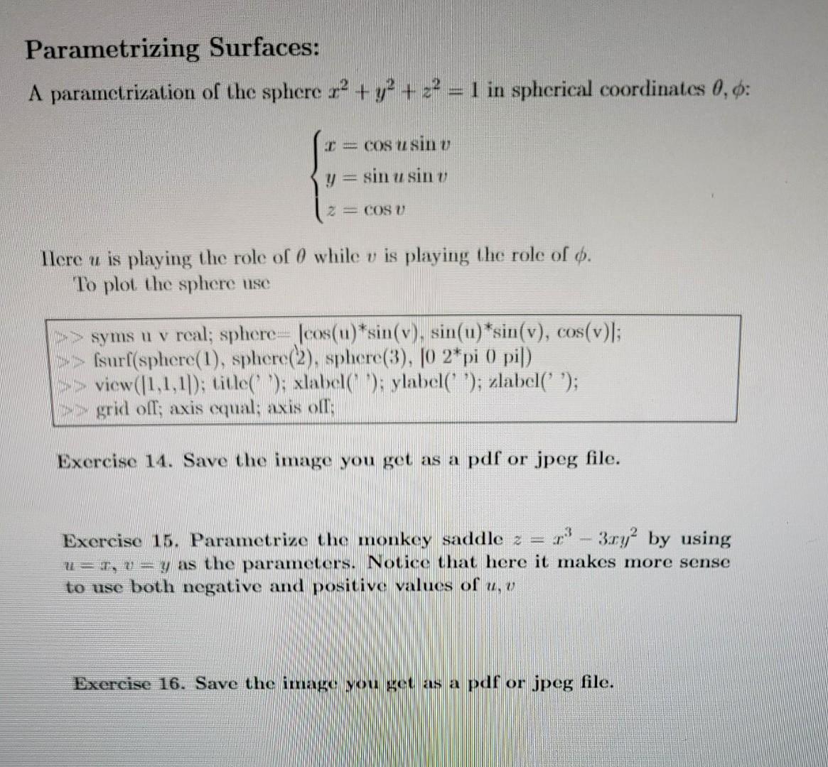 Solved Part 3 Surfaces and Vector Fields: syms x y z; | Chegg.com