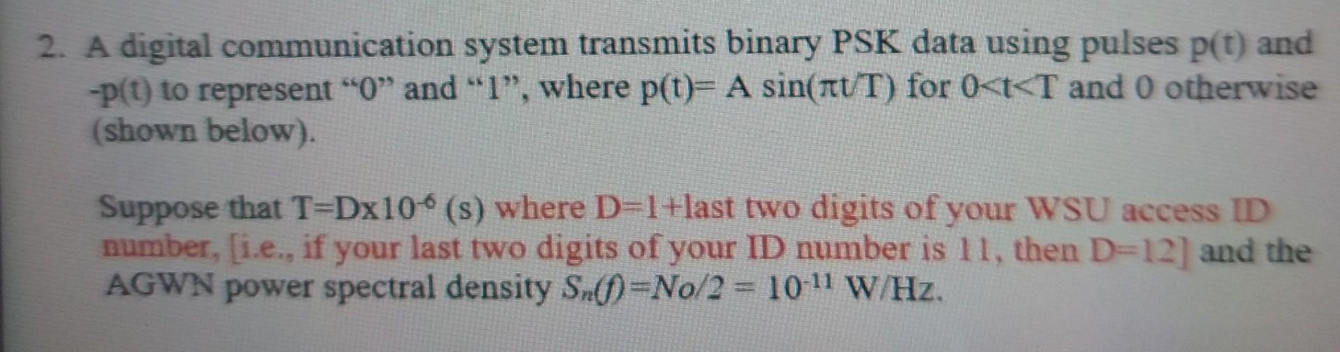 Solved 2. A digital communication system transmits binary | Chegg.com