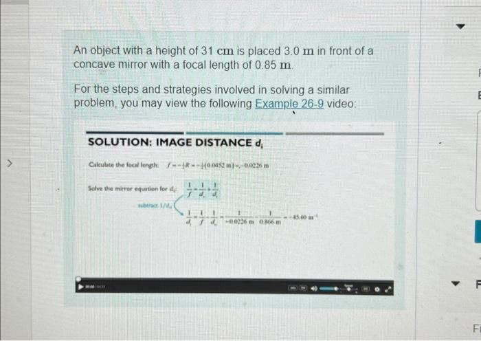 Solved An object with a height of 31 cm is placed 3.0 m in | Chegg.com