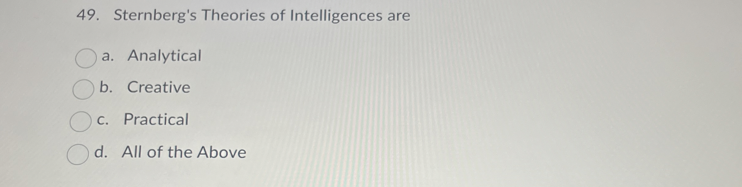 Solved Sternberg's Theories of Intelligences area. | Chegg.com
