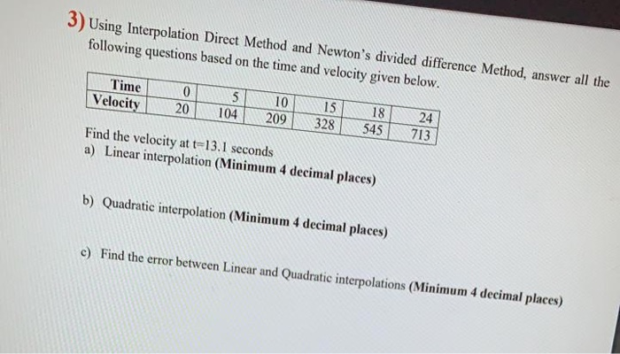 Solved 3) Using Interpolation Direct Method and Newton's | Chegg.com