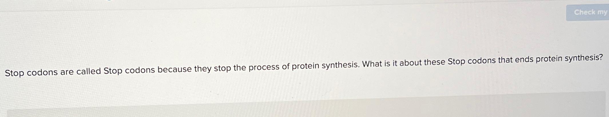 Solved Stop codons are called Stop codons because they stop | Chegg.com