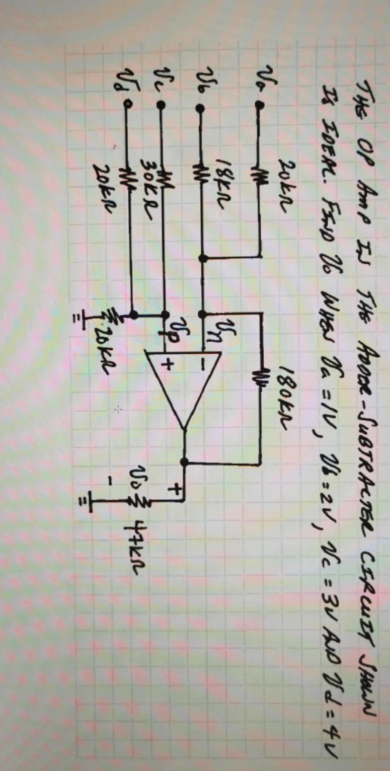 Solved Vo THE OP Amp IN THE ADDER-SUBTRACTER CIRCUIT SHOWN | Chegg.com