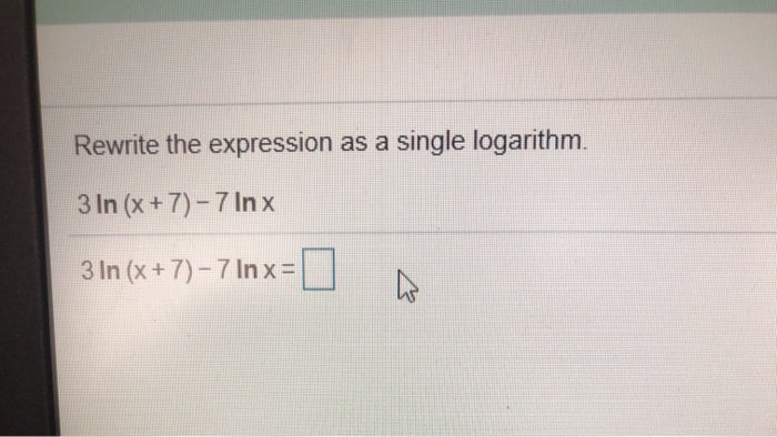 Solved Rewrite the expression as a single logarithm. 3 In (x | Chegg.com