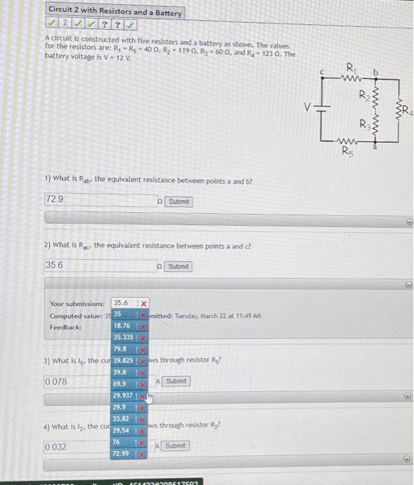 Solved Circuit 2 with Resistors and a Battery A circuit is | Chegg.com