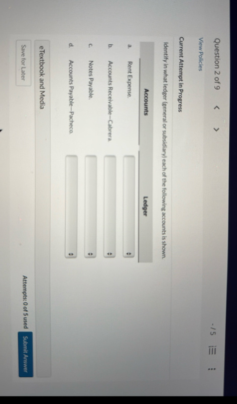 Question 2 ﻿of 9-15View PoliciesCurrent Attempt in | Chegg.com