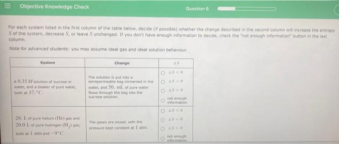 Solved Objective Knowledge Check Question 6 For each system | Chegg.com