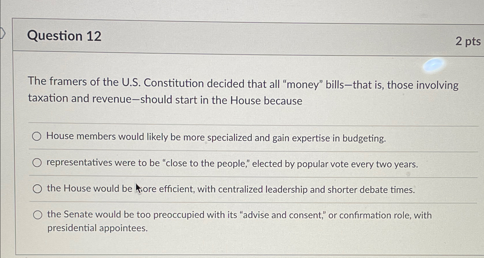 Solved Question 122 ﻿ptsThe framers of the U.S. | Chegg.com
