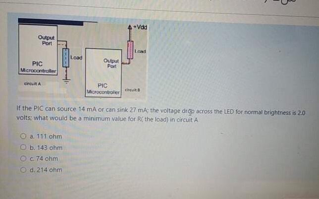 Solved 4 Vda Output Port Lord Load PIC Microcontroller | Chegg.com
