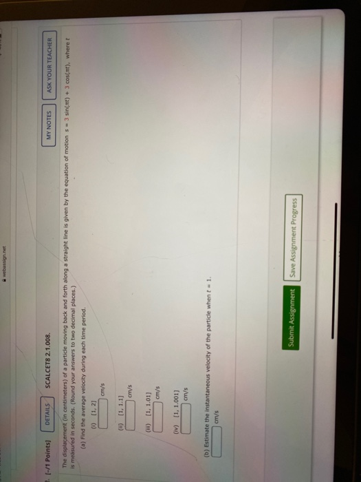 Solved webassign.net 2. (-/1 Points) DETAILS SCALCET8 | Chegg.com