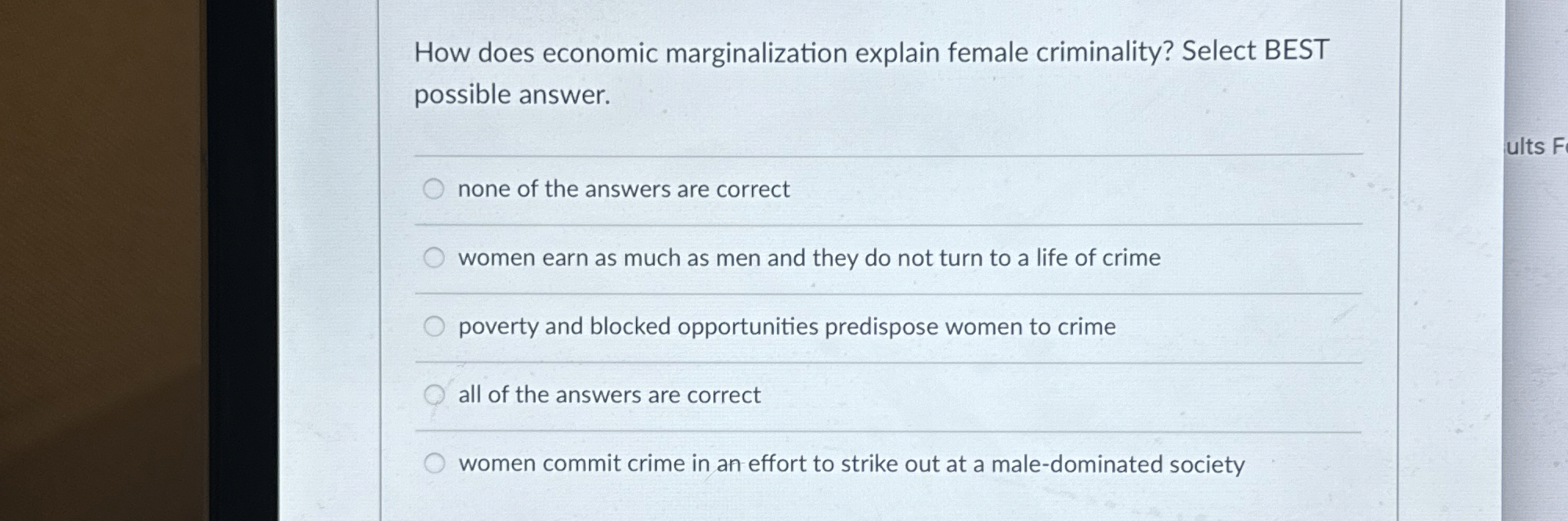Solved How does economic marginalization explain female | Chegg.com