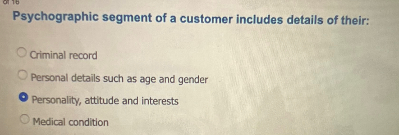 Solved Psychographic segment of a customer includes details | Chegg.com