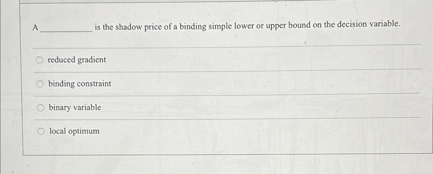 Solved A is the shadow price of a binding simple lower or | Chegg.com