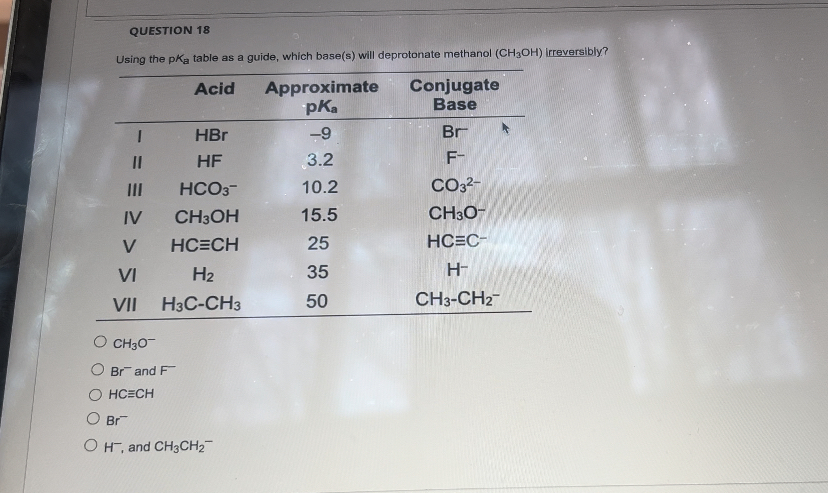 Solved Using the pKa ﻿table as a guide, which base(s) ﻿will | Chegg.com