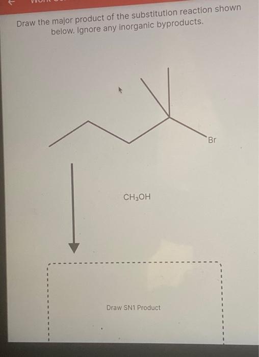 Solved Draw the major product of the substitution reaction | Chegg.com
