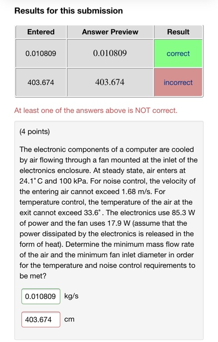 Solved Results for this submission Entered Answer Preview | Chegg.com