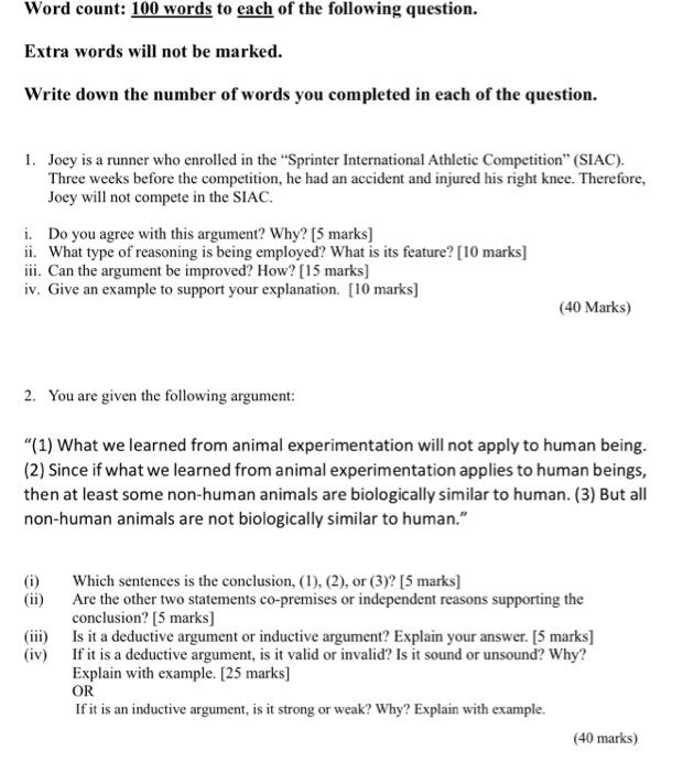 Word count: 100 words to each of the following | Chegg.com