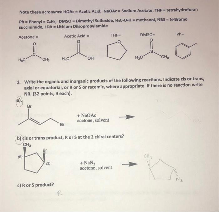 Solved Note these acronyms: HOAC = Acetic Acid; NaoAc = | Chegg.com