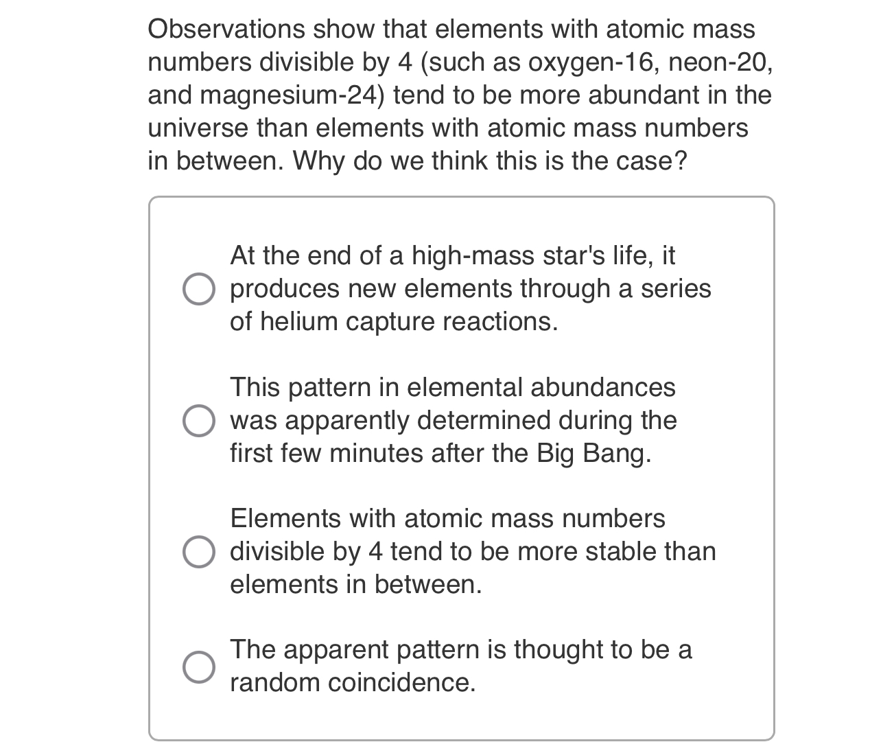 Solved Observations show that elements with atomic mass | Chegg.com