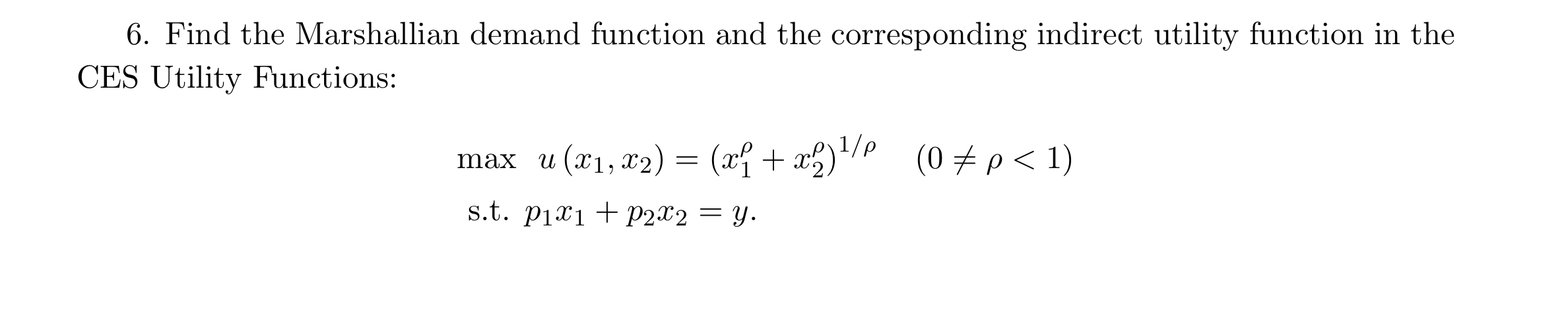 Solved Find the Marshallian demand function and the | Chegg.com