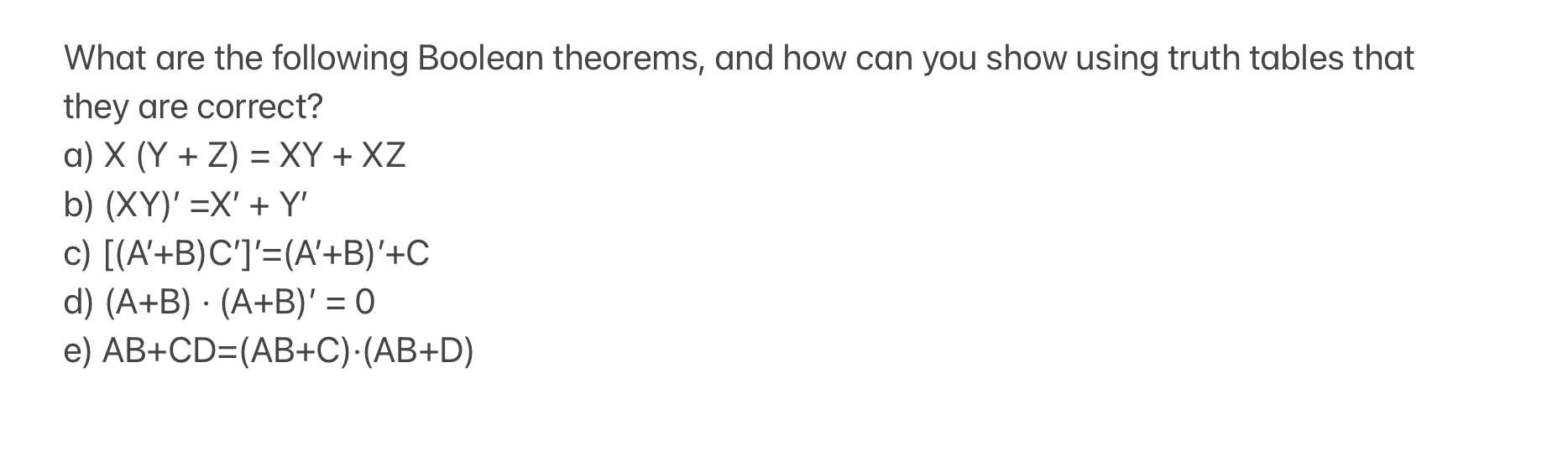 Solved What are the following Boolean theorems, and how can | Chegg.com