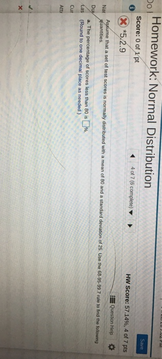 Solved - VM Homework: Normal Distribution Dol Save Score: 0 | Chegg.com
