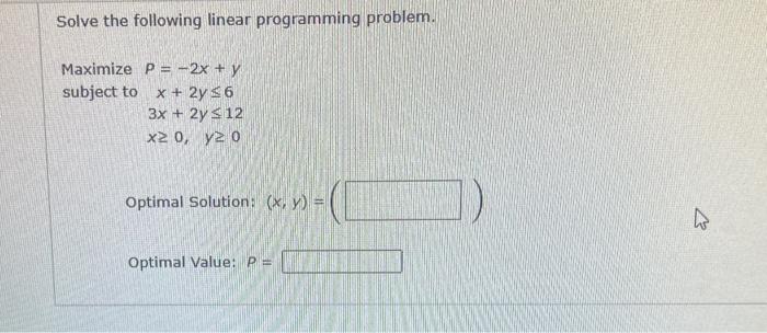 Solved Solve the following linear programming problem. | Chegg.com