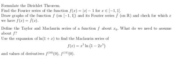 Formulate the Dirichlet Theorem. Find the Fourier | Chegg.com