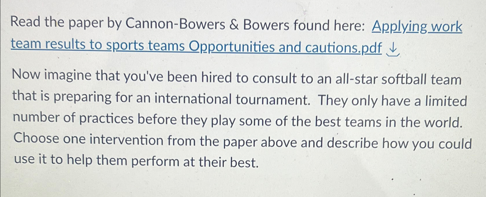 Solved Read the paper by Cannon-Bowers & Bowers found here: | Chegg.com
