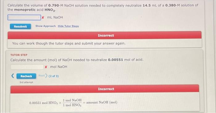 Solved Calculate the volume of 0.790-M NaOH solution needed | Chegg.com